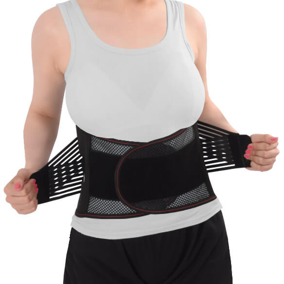 LumbarStretch™ Stretchy Mesh Back Brace with Steel Plate, Splints and ...